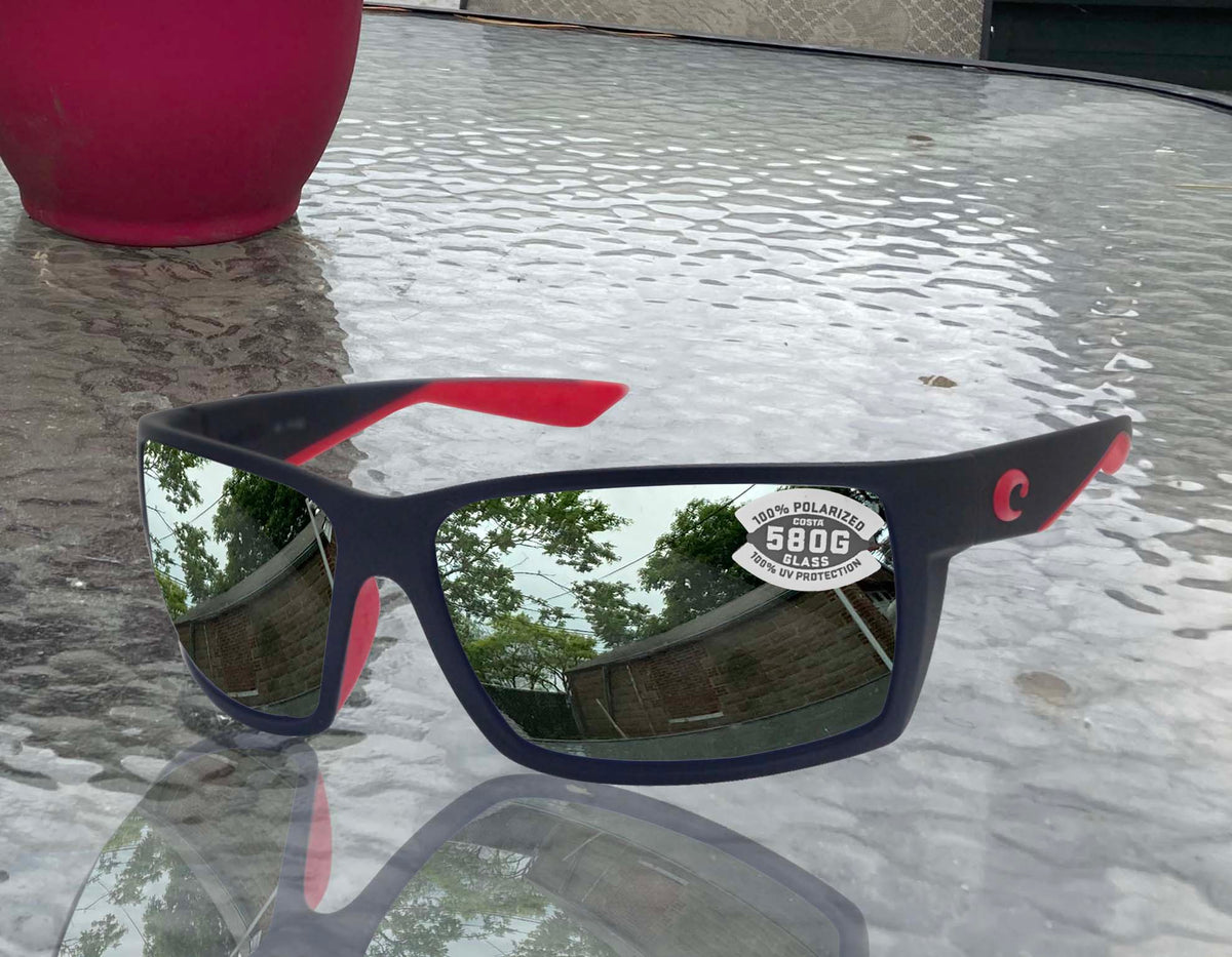 Costa Del Mar Reefton Race Black Gray Silver Mirror 580 Glass Polarize ...